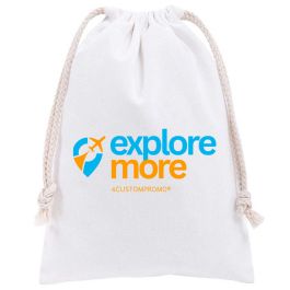 Custom Printed Cotton Canvas Drawstring Bag - 10