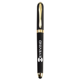 Custom Soft Touch Stylus Gel Pen with Gold Trim | 4CustomPromo